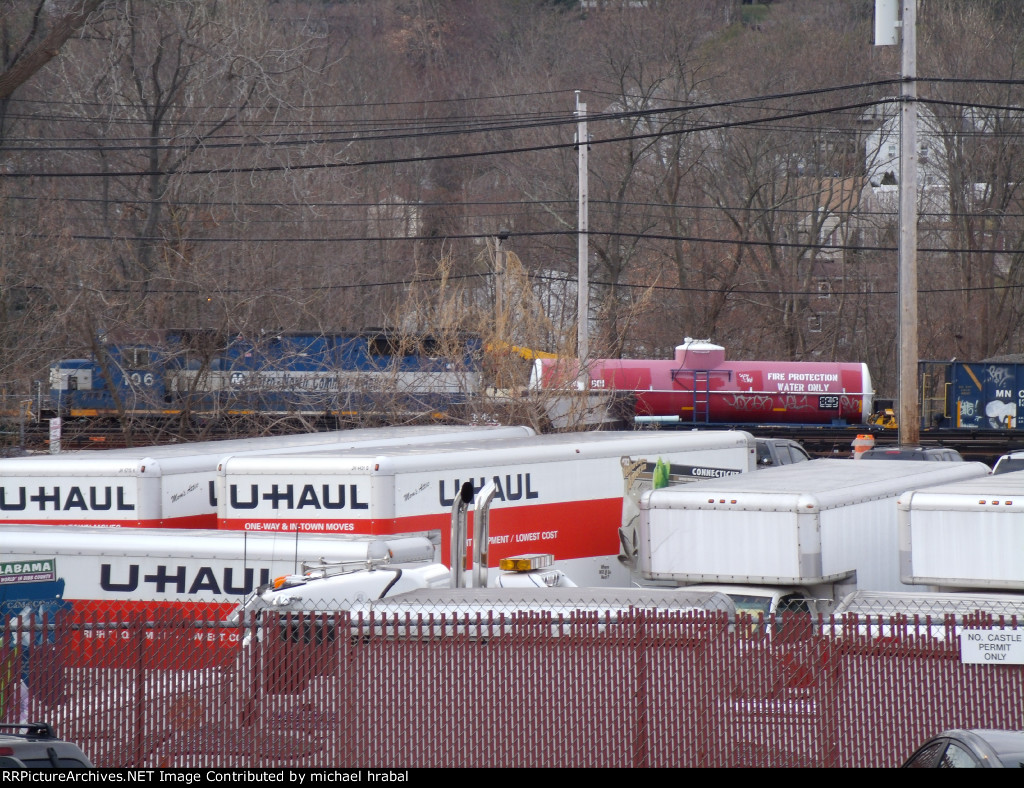 MNCR 106 with fire protection tank car with ex-conrail gp-35